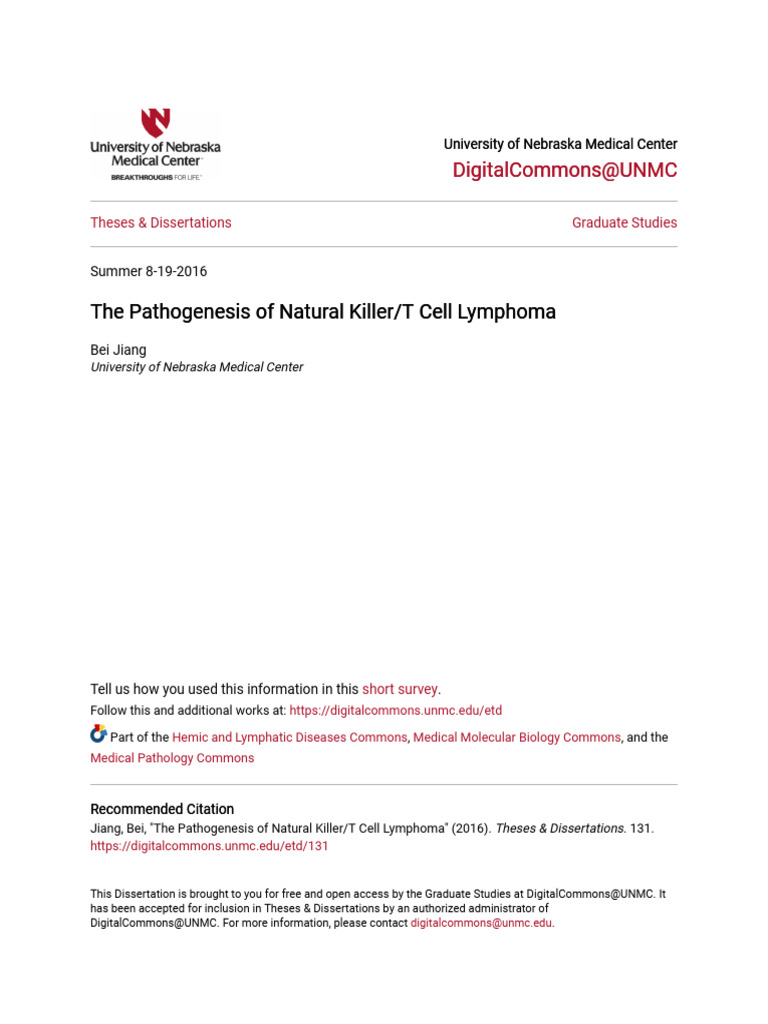 The Pathogenesis of Natural Killer - T Cell Lymphoma | PDF | Natural Killer Cell | T Cell