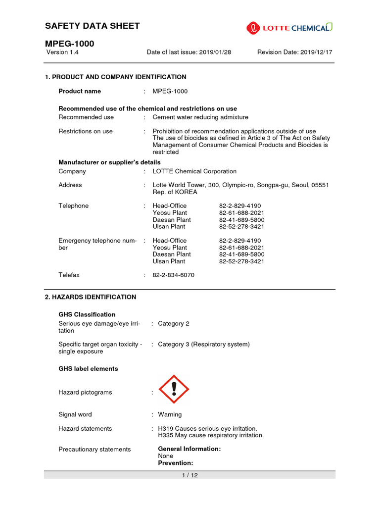 MSDS 230828 | PDF | Working Conditions | Workplace