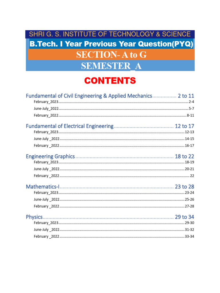 BTech I Year - SEM - A - PYQ - 2022-2023 | PDF | Engineering | Physical Sciences