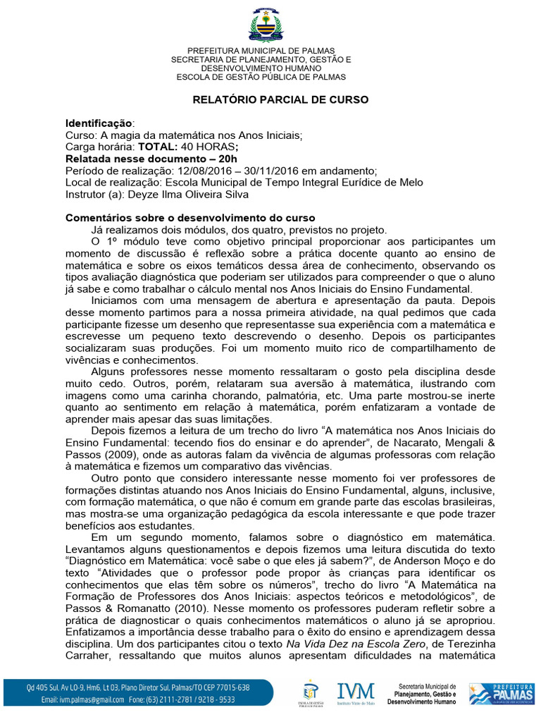Relatório Oficial | PDF | Aprendizado | Matemática