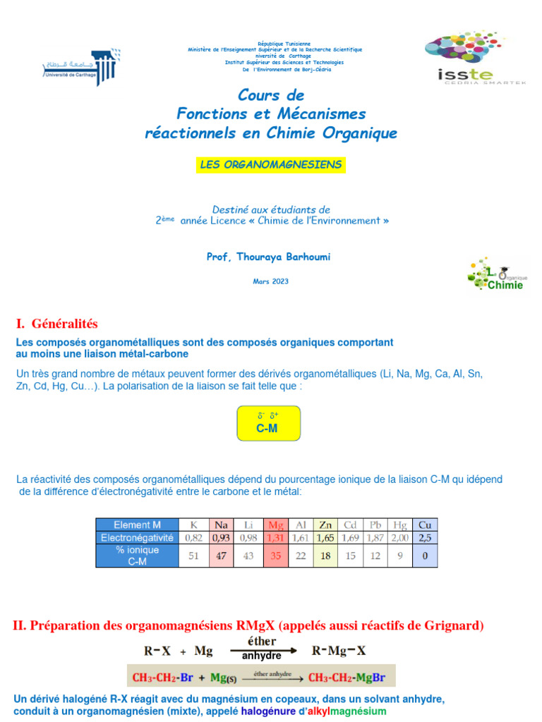 Mécanismes des Organomagnésiens en Chimie | PDF | Cétone | Composés de ...