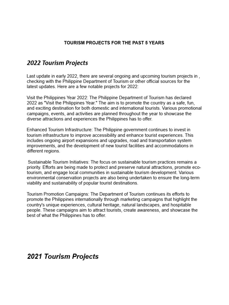 Recent Tourism Projects in the Philippines | PDF | Tourism | Infrastructure