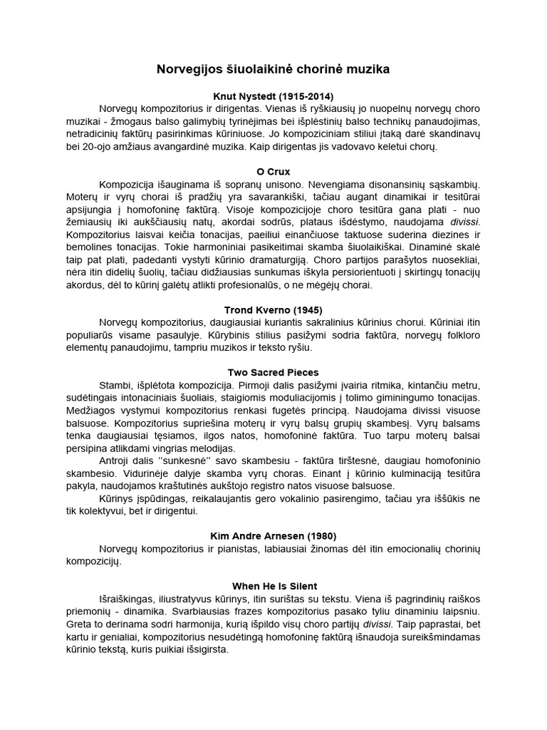 Norvegijos Chorinė Muzika | PDF