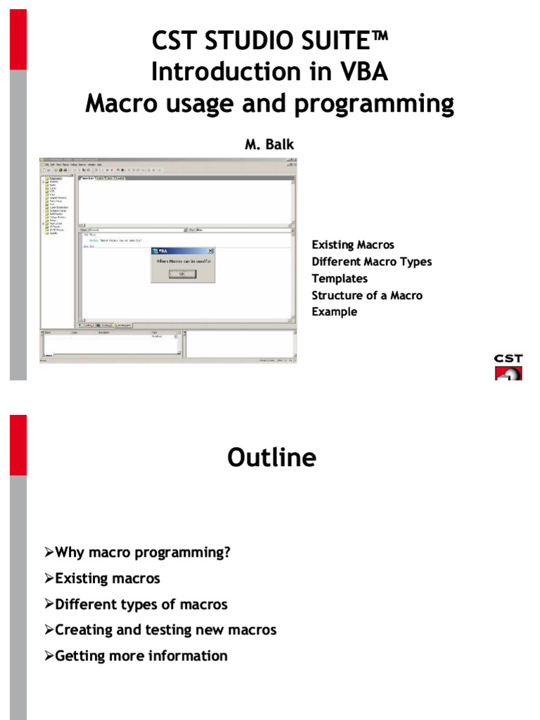 Cst Vba Pdf Visual Basic For Applications Macro Computer Science
