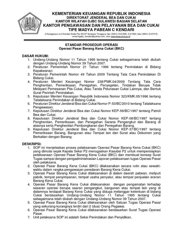 SOP Operasi Pasar BKC | PDF
