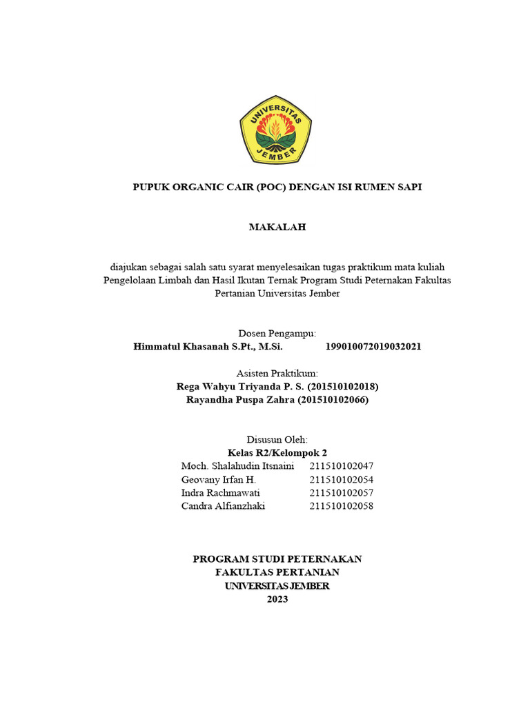 Kelompok 2 - R2 - Laporan Poc Isi Rumen Sapi | PDF | Kesehatan Holistik