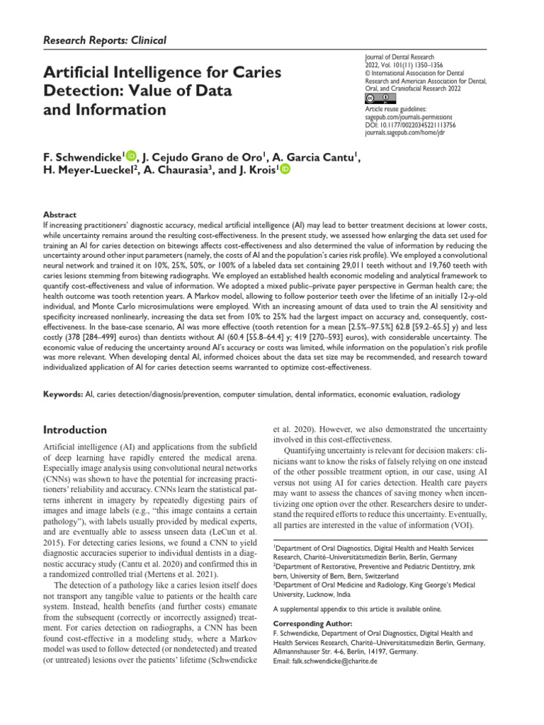 Caries Detection Pdf Artificial Intelligence Intelligence Ai And Semantics