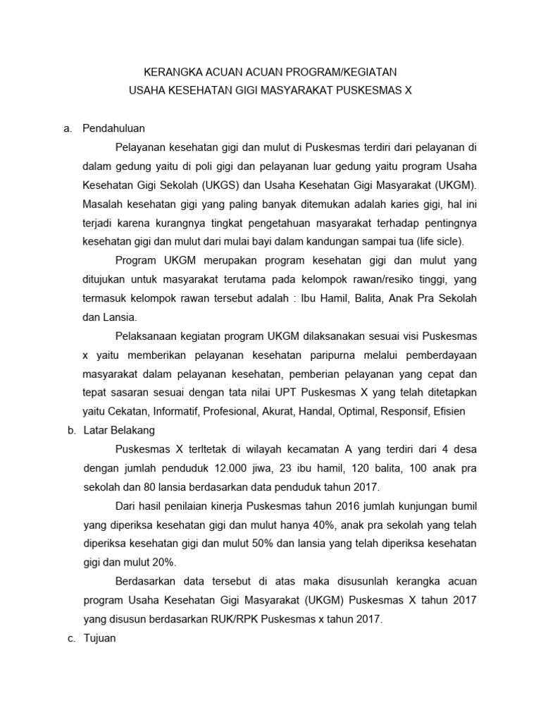 Kerangka Acuan Acuan Program | PDF