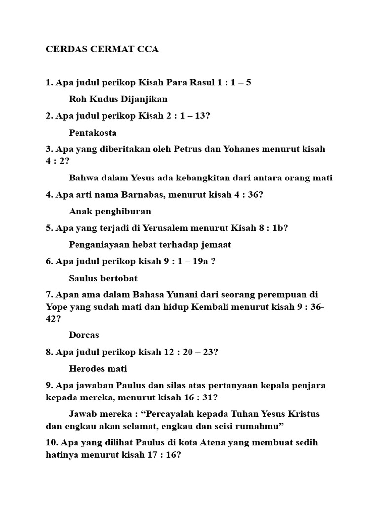 Cerdas Cermat Cca | PDF