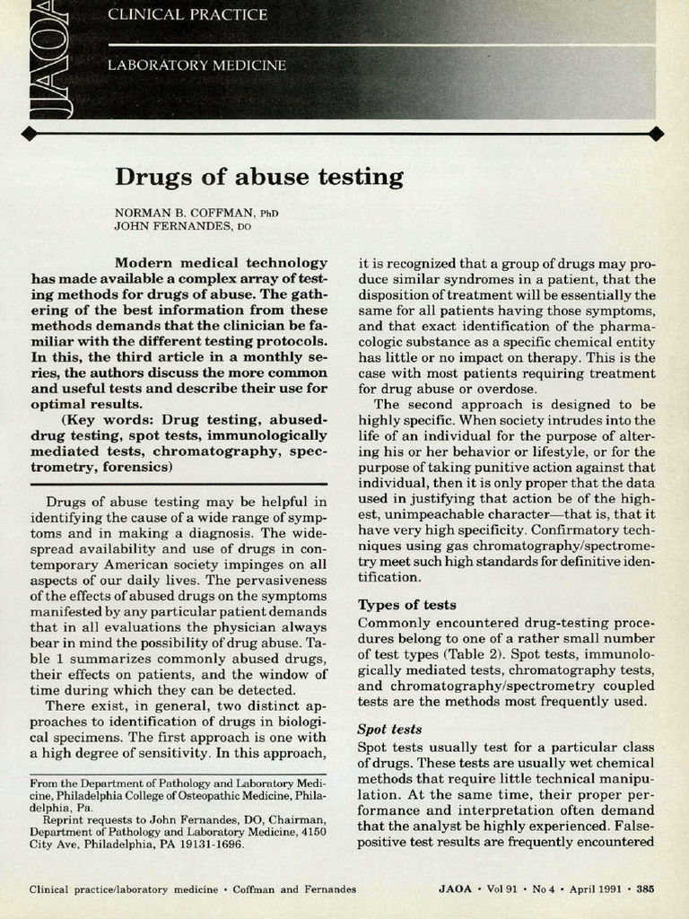 Drugs of Abuse Testing | PDF | Substance Dependence | Cocaine