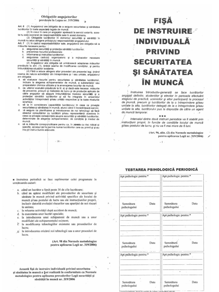 Fisa SSM Sectie Scanata | PDF