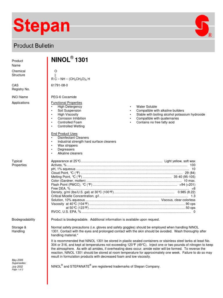 Ninol 1301 | PDF | Chemistry | Materials