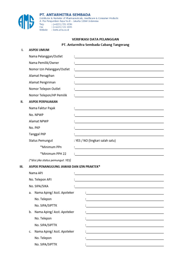 Form Verifikasi Data Pelanggan | PDF