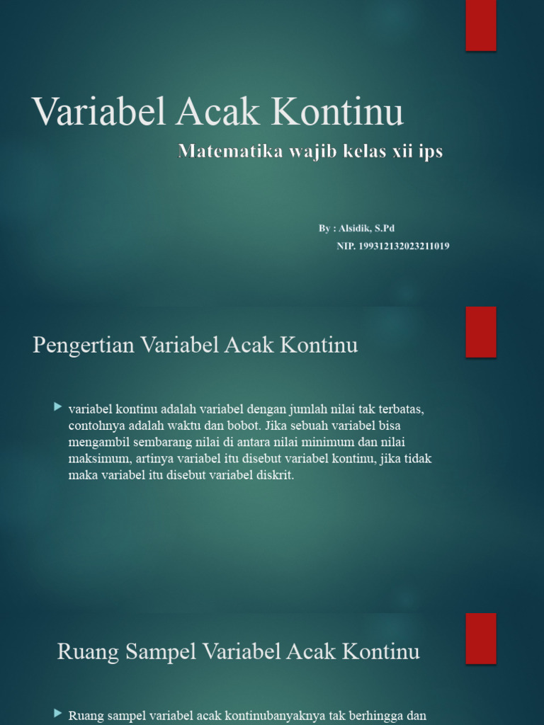 Variabel Acak Kontinu IPS | PDF | Pengelolaan Keuangan & Uang