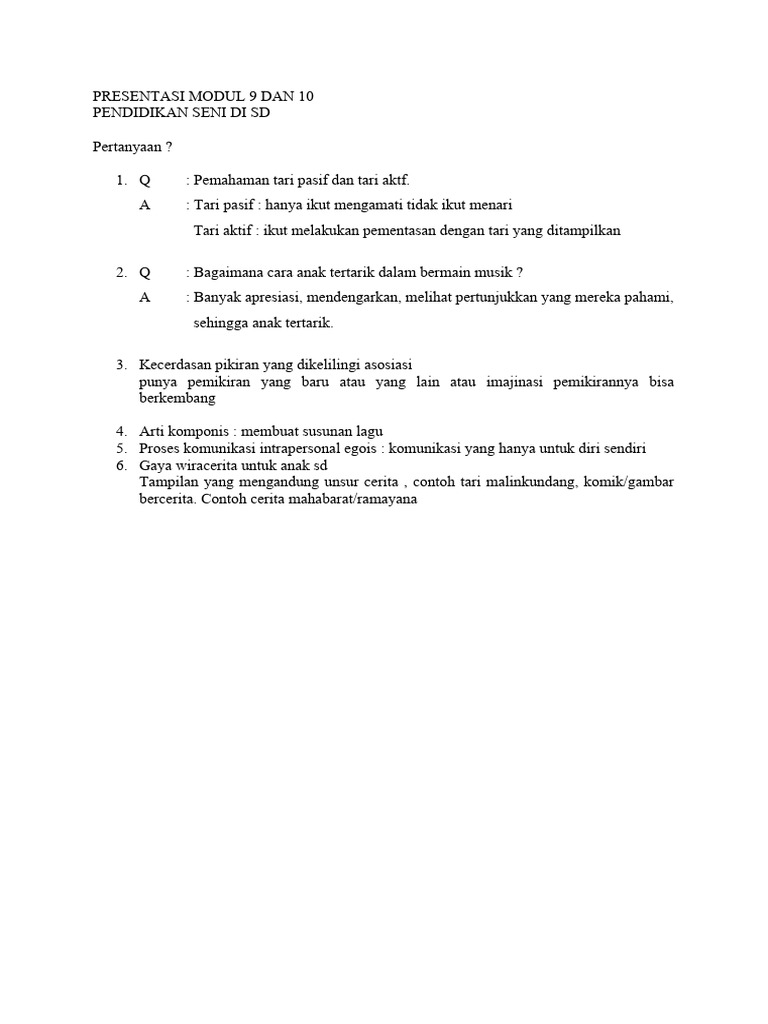 Pertanyaan Presentasi Modul 9 Dan 10 | PDF