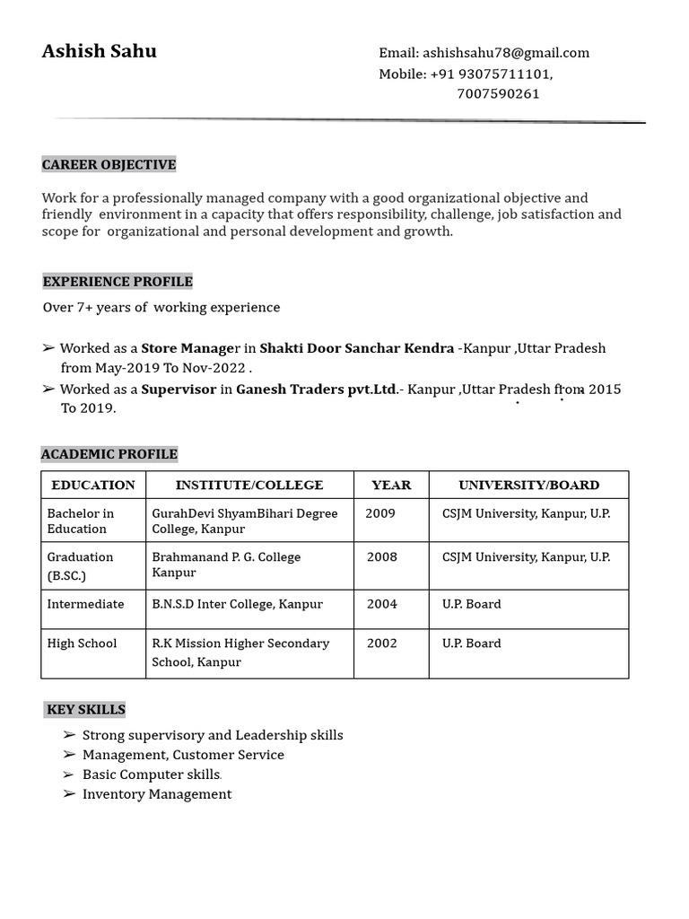 Ashish Sahu 7years 2 Exp | PDF | Cognition | Cognitive Science