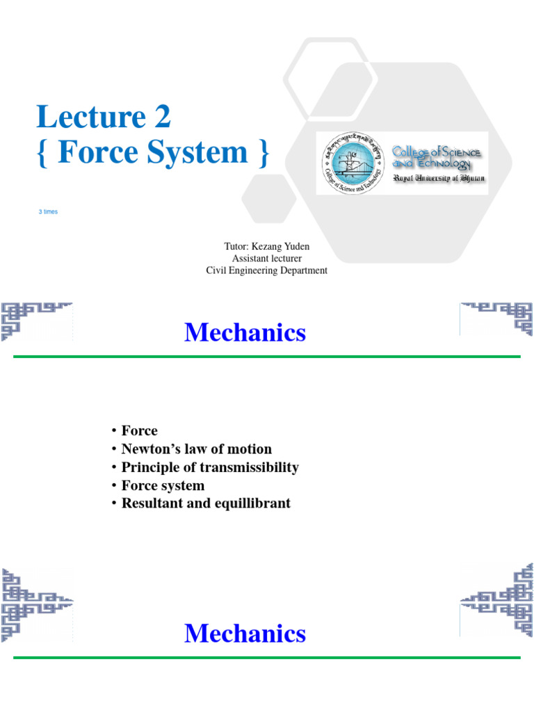 2.1lecture 2 (Force System) | PDF | Force | Classical Mechanics