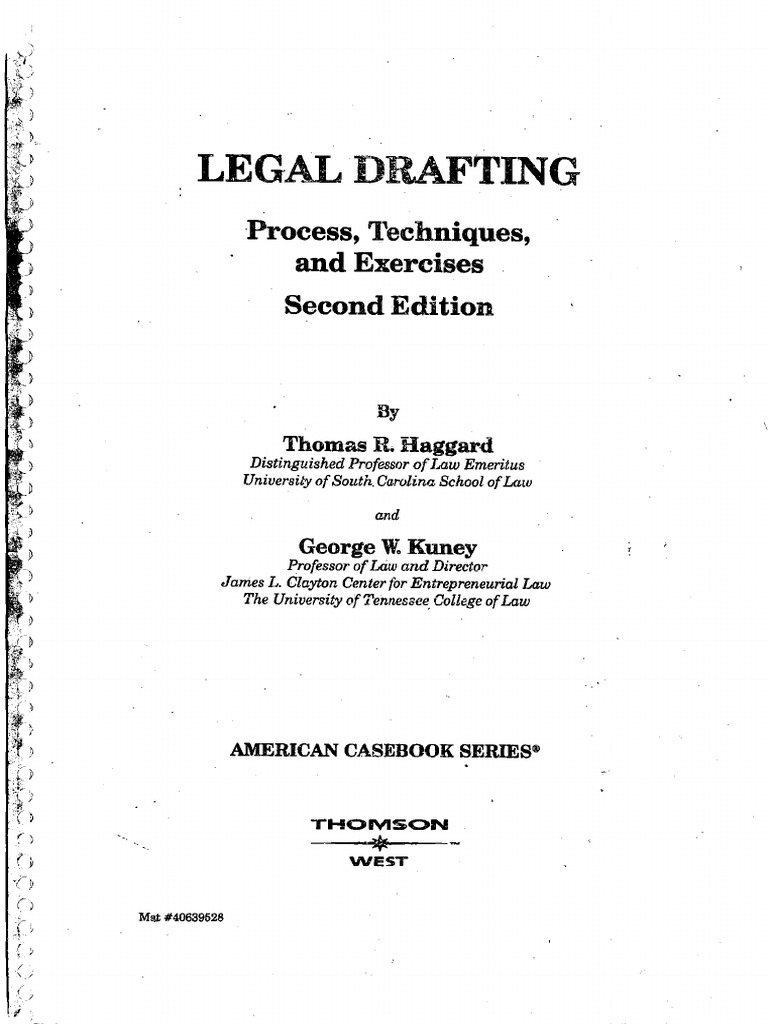 Legal Drafting - Thomas R. Haggard (2007) Student's Book | PDF