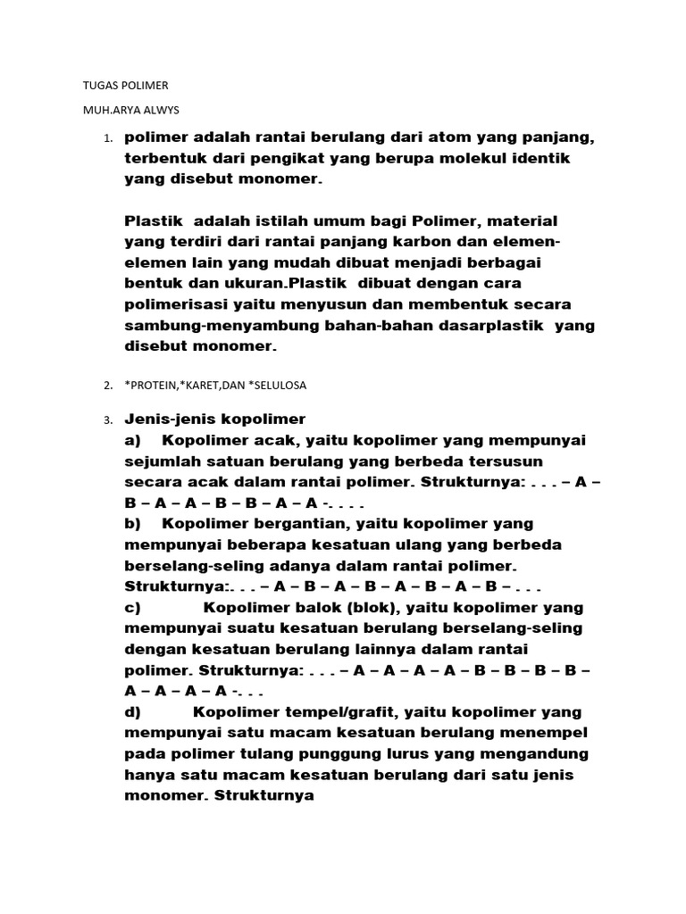 Tugas Polimer | PDF