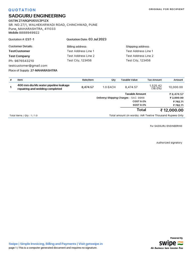 EST 1 For Customer | PDF | Public Finance | Government