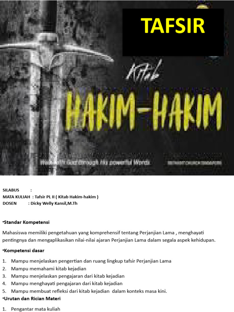 Eksposisi Kitab Sejarah (Hakim - Hakim) | PDF
