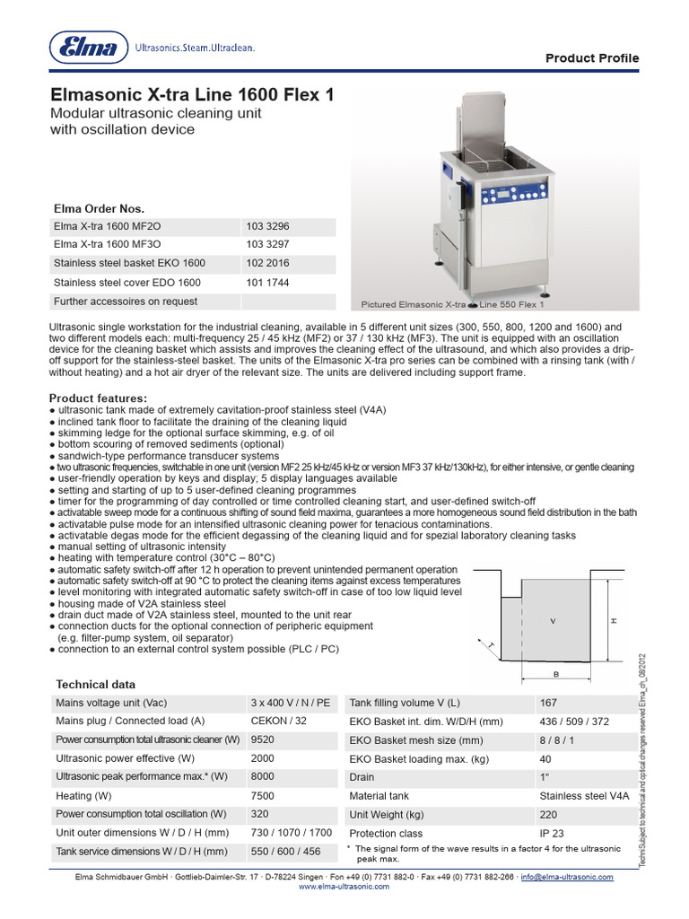 Elmasonic X Tra Line 1600 Flex1 en | PDF | Ultrasound | Manufactured Goods