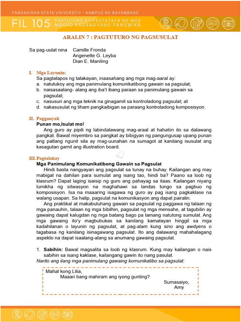 A7 Pagtuturo NG Pagsusulat | PDF