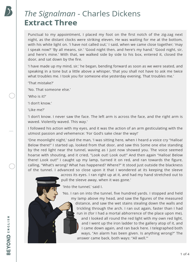 KS3 English: The Signalman Extract | PDF | Mystery, Thriller & Crime ...