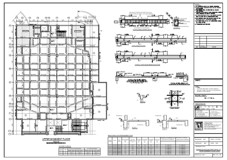 Framing Plan Beam Slab Details Upper Basement Lecture Theatre