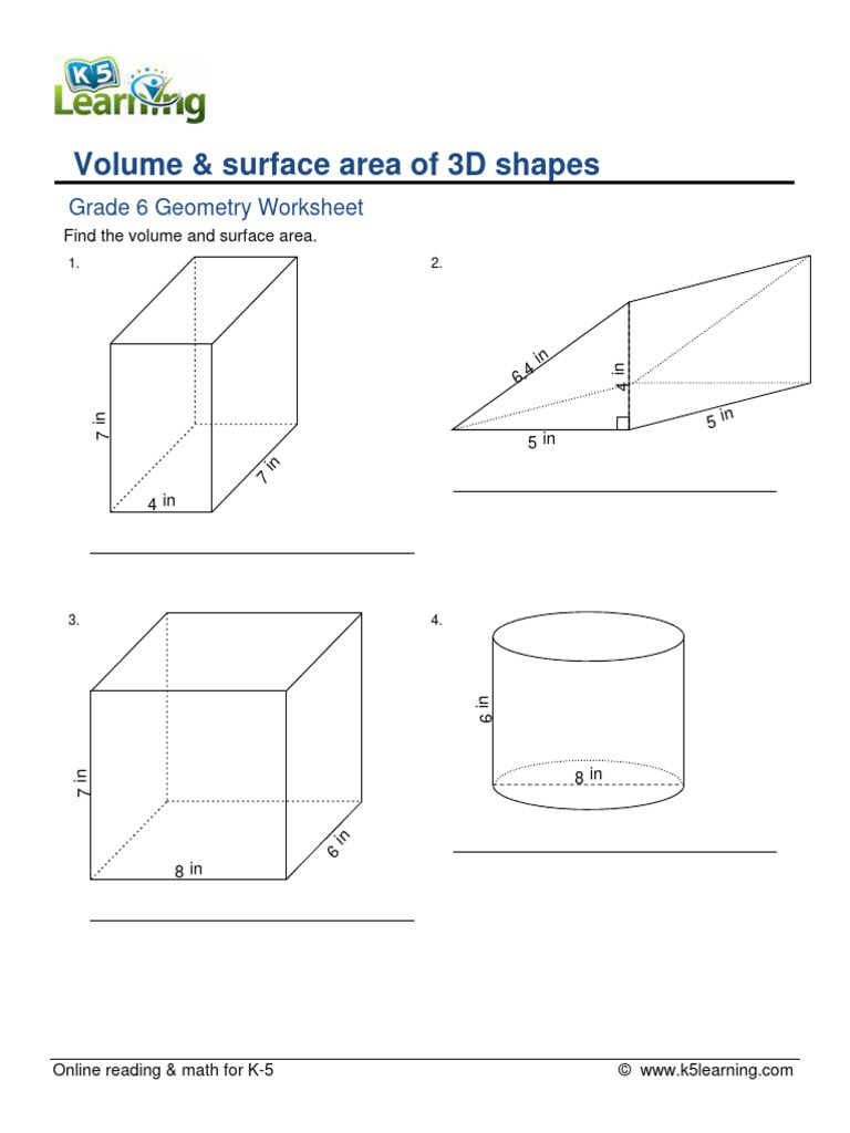 Grade 6 Volume Surface Area 3d Shapes F | PDF | Area | Geometric Measurement