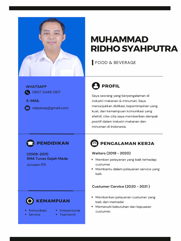 CV Muhammad Ridho Syahputra | PDF