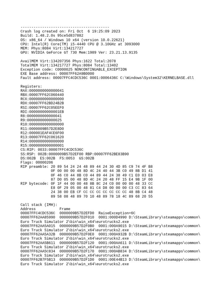 Game Crash | PDF | X86 Architecture | Operating System Technology