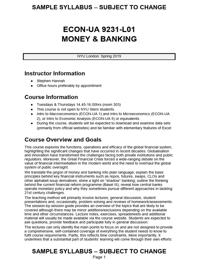 Syl London ECON-UA9231L01 Hannah-Bank | PDF | Theory | Banks