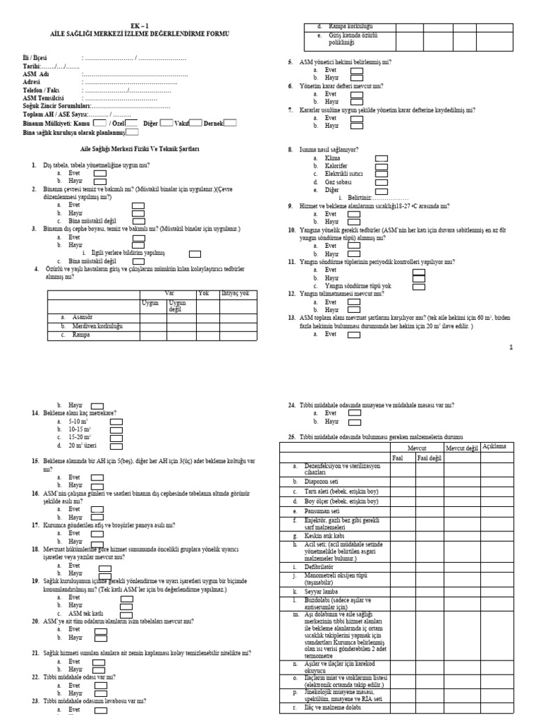 ASM Denetim Formu | PDF