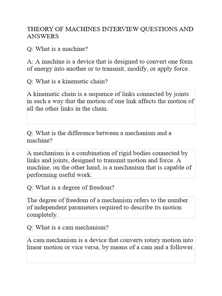 Theory of Machines Interview Questions and Answers | PDF | Machines | Gear