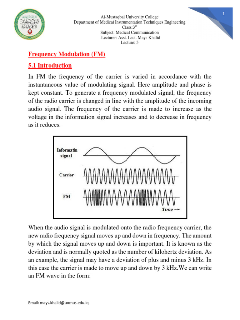 Frequency Modulation And Modulation Index Download Free Pdf Frequency Modulation Modulation