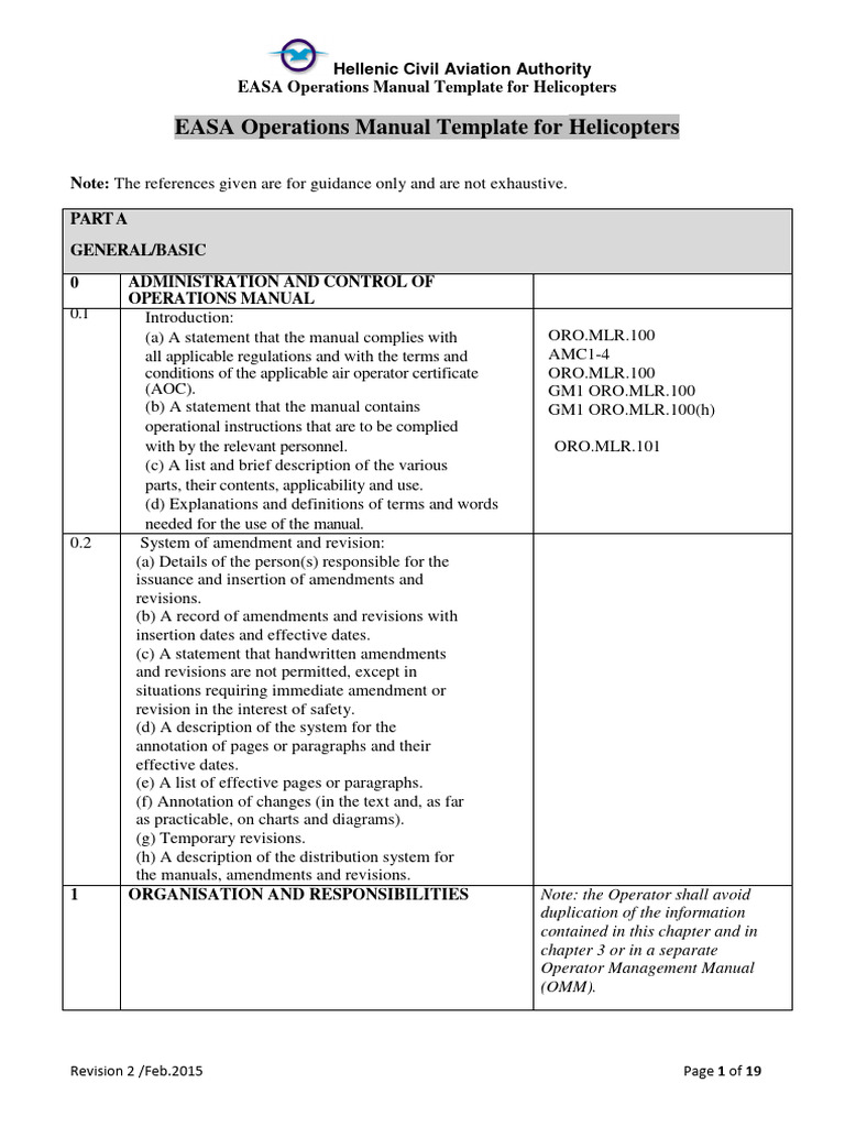 EASA Helicopter Operations Manual Template | PDF | Instrument Flight ...