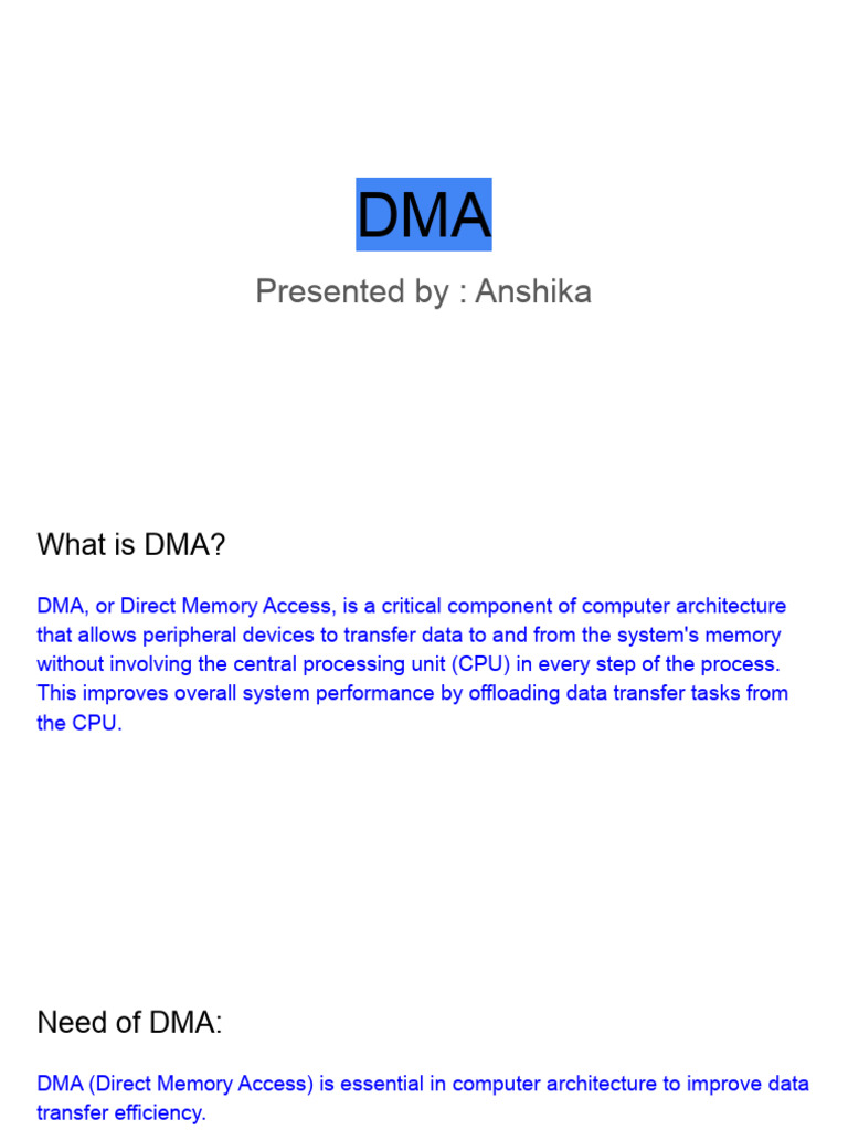 C.O.A DMA & Memory Transfer | PDF | Central Processing Unit | Computer ...