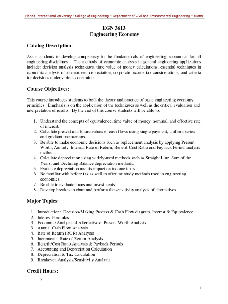 EGN-3613-Engineering Economy | PDF | Engineering | Time Value Of Money