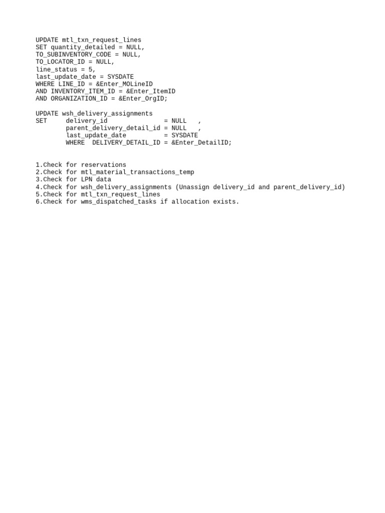 BackOrder CheckList | PDF