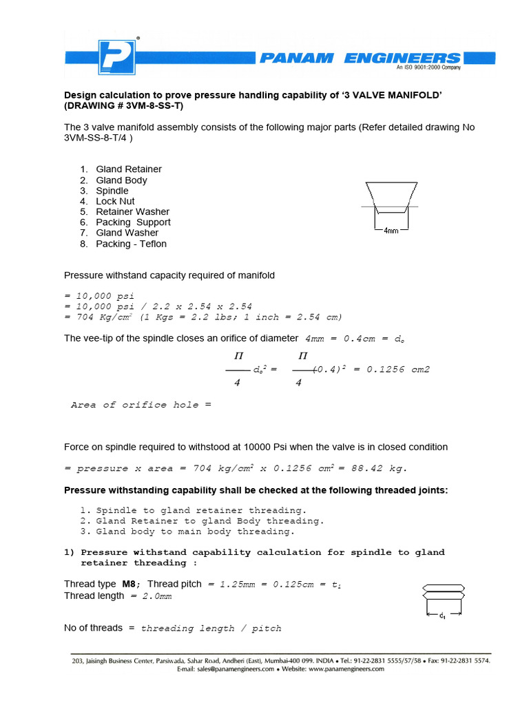 Manifold Design Calculations | PDF | Stress (Mechanics) | Mechanical ...