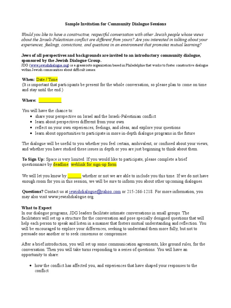 Sample Invitation For Introductory Dialogues | PDF | Conversation ...