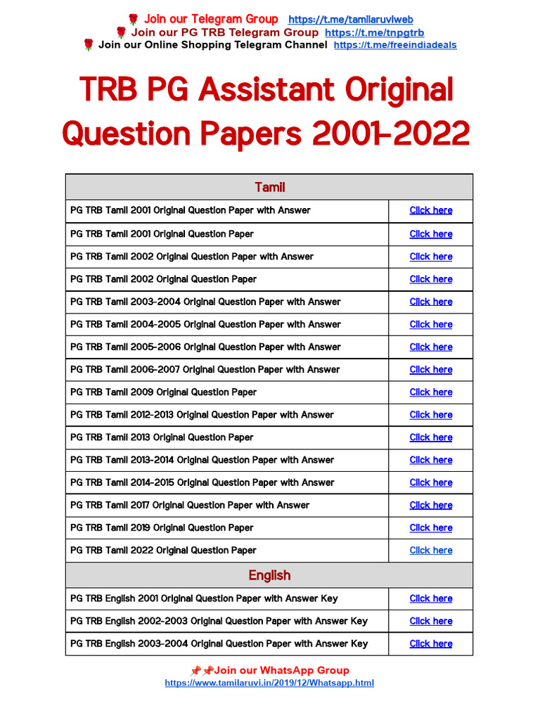 PG TRB Original Question Papers 2001-2022 | PDF | Observation | Science