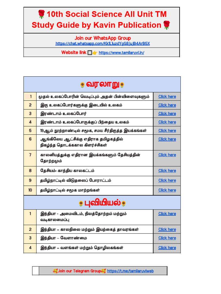 10th Social Science Kavin Guide Download PDF Tamilaruvi | PDF