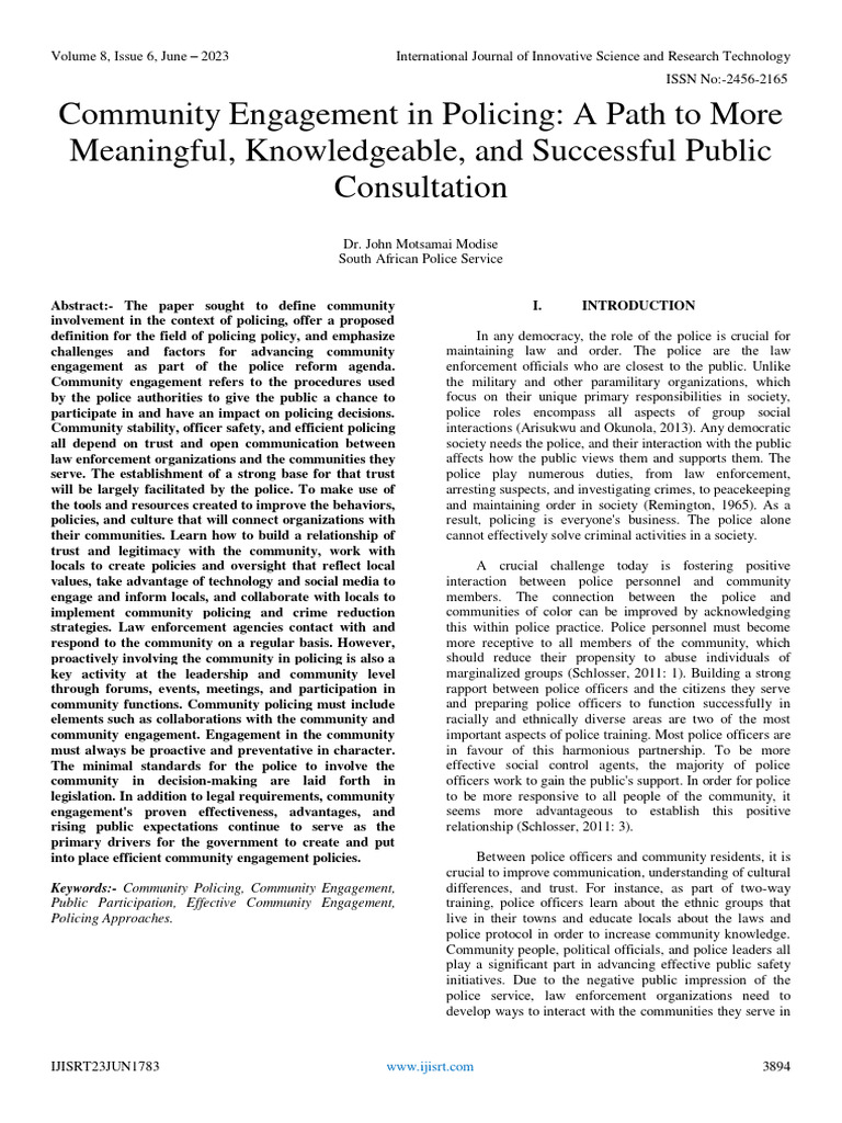 Community Engagement in Policing | PDF | Community | Police