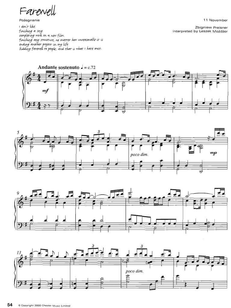 Preisner - Farewell | PDF