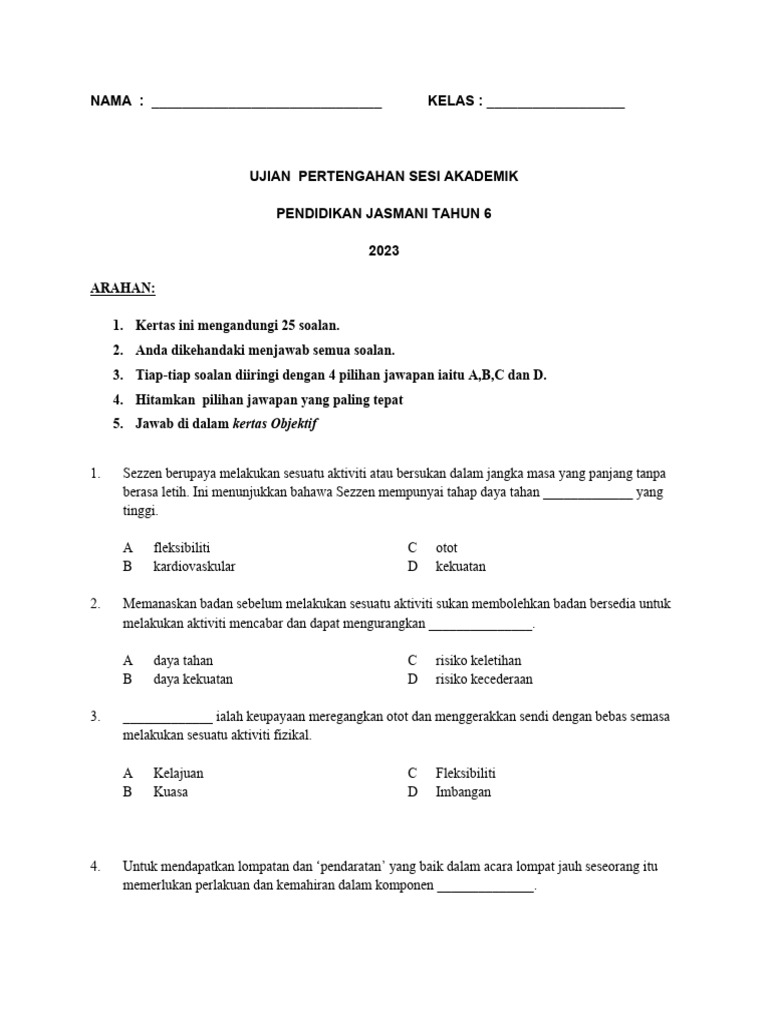 Soalan Pj Tahun 6 Upt 2023 Pdf