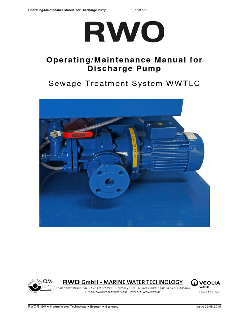Dischargepump Manual WWT LC 01 en | PDF | Pump | Screw