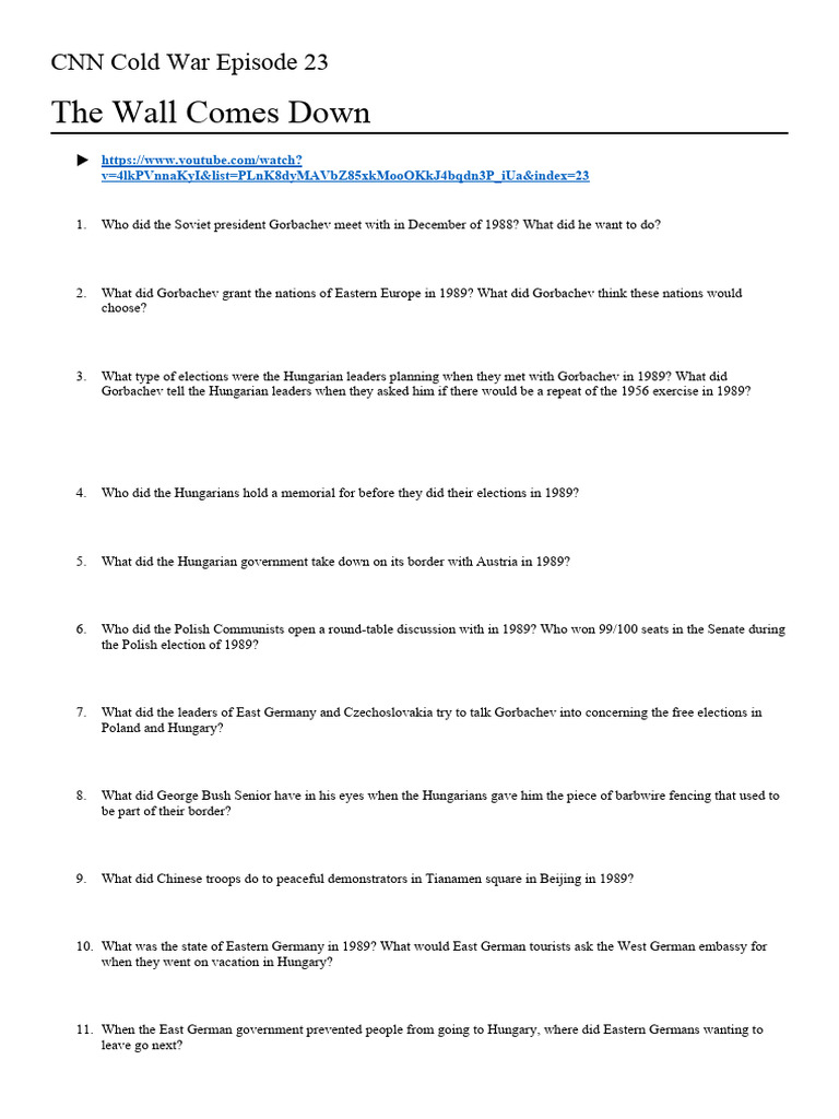 CNN Cold War Episode 23 | PDF | Mikhail Gorbachev | East Germany