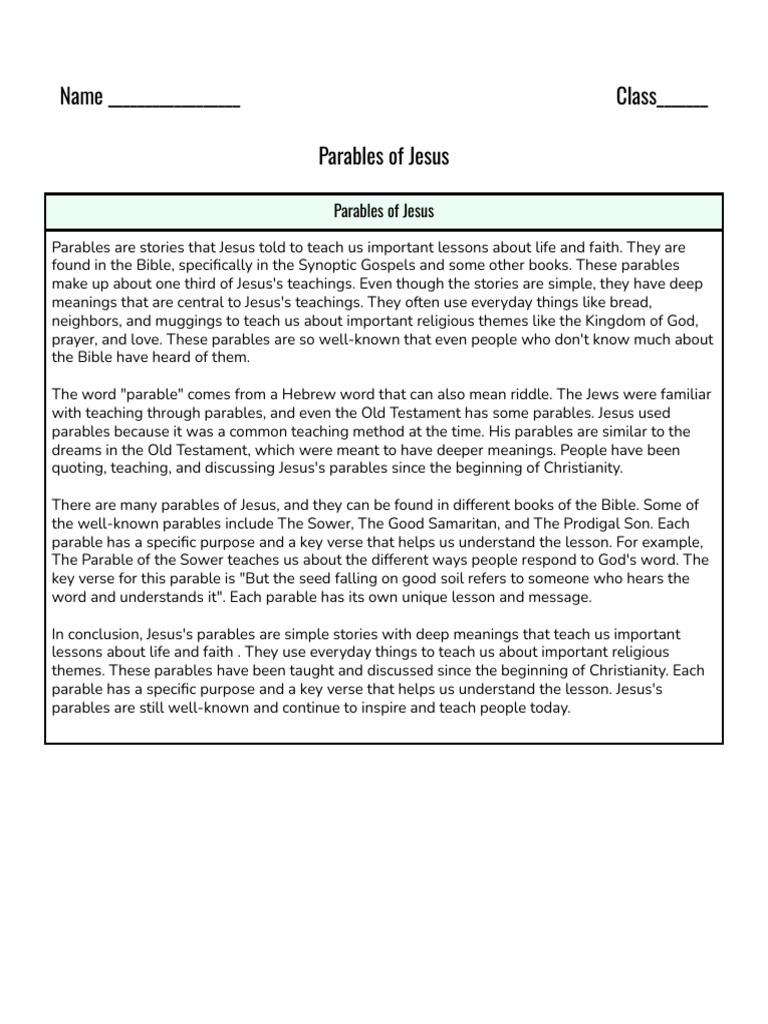 Parables of Jesus | PDF | Parables Of Jesus | Jesus